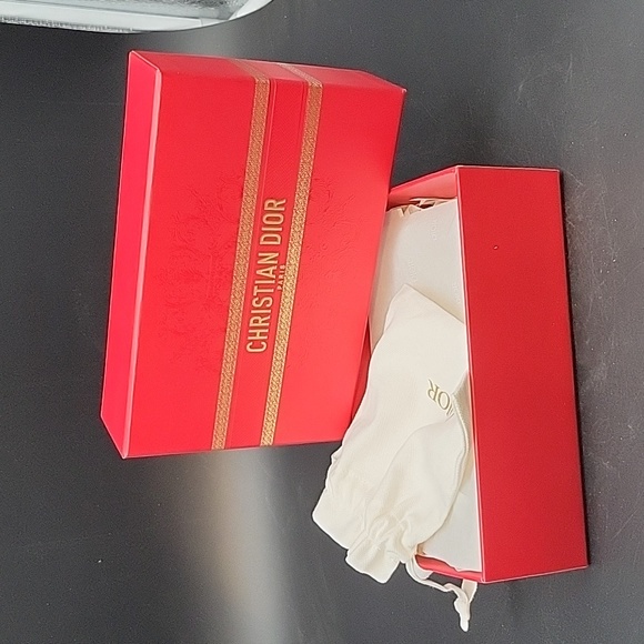 Dior | Party Supplies | Rare Red Dior Gift Box With Ribbon And Bag Red ...
